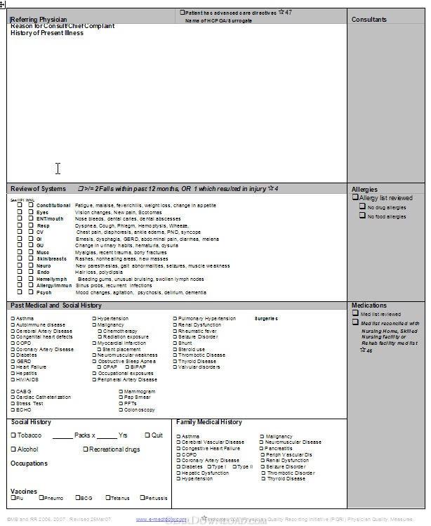 Medical Student Printable H P Template Printable Free Templates