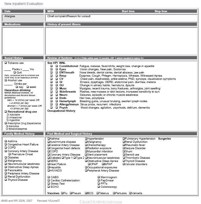 Hospital H P Template 2 Free Download